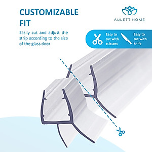 Aulett Home Frameless Shower Door Bottom Seal with Drip Rail - 3/8" x 36" Sweep - Glass Door Seal Strip to Stop Shower Leaks