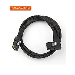 CableCreation 2 Pack Short Internal Mini SAS SFF-8087 to Right Angle SFF-8087 Cord, Internal Mini SAS to Mini SAS Cable, Compatible with RAID or PCI Express Controller, 2.5FT /0.75M…