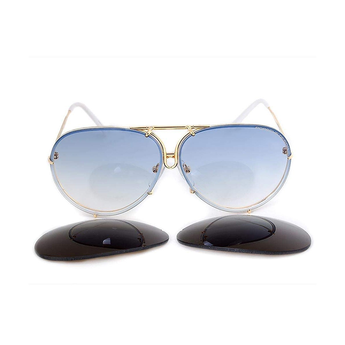 Porsche Design P'8478 P8478 W Gold Pilot Sunglasses 63mm W/Extra Lenses