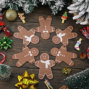 Jetec 2 Pieces Christmas Gingerbread Man Banner Cute Gingerbread Garland Decorations Wooden Christmas Bunting Banner Hanging Gingerbread Man Banner for Home, 6.6 Ft Each