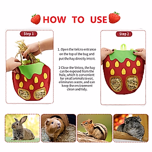 Rabbit Hay Feeder Bag, Hay Feeding Bag for Rabbits,Guinea Pig Hay Feeder Storage, Hanging Rabbit Hay Feeder Bag for Guinea Pigs Bunnies Chinchillas（Red）