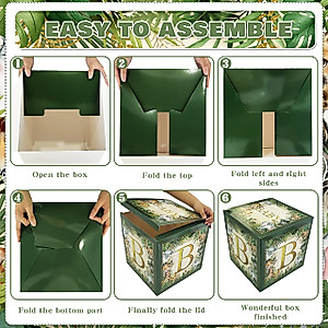 Jungle Safari Baby Boxes with Letters for Baby Shower Decorations Boy Girl Jungle Animal Theme Decor Balloon Blocks for Jungle Safari Baby Shower Gender Reveal Birthday Party Supplies