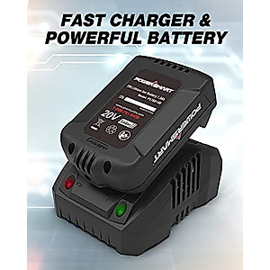 PowerSmart 20V Li-Ion Cordless String Trimmer, One Battery-Auto Feed Thread Trimmer, 12 INCH Cutting Diameter, Height Adjustable Cordless Edger Trimmer Included A Fast Charger and Two Battery