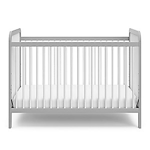 Storkcraft Pasadena 3-in-1 Convertible Crib (Pebble Gray/White) – GREENGUARD Gold Certified, Converts to Daybed and Toddler Bed, Fits Standard Full-Size Crib Mattress, Adjustable Mattress Height