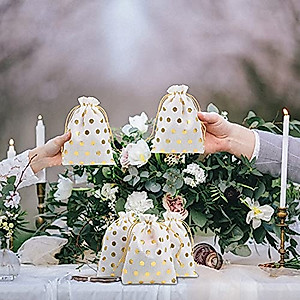 DERAYEE Drawstring Burlap Gift Bags, 5 x 7 Inch Linen doodie Bags for Wedding Party Favors (24-Pack)