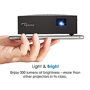 Optoma LV130 Mini Projector, Bright and Ultra Portable LED Cinema in Your Pocket, 4.5 Hour Built-in Battery, HDMI, USB, DLP Projector with Amazing Colors
