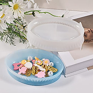 DIY Crystal Lace Oval Striped Coffee Tray Mold Epoxy Fruit Plate Mat Coaster Silicone Mold for Wine Tray Storage Box