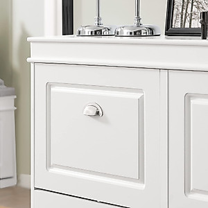 Haotian White Shoe Cabinet with 4 Flip Drawers, Large Freestanding Shoe Rack, Modern Shoe Organizer for Entryway, Hallway, Entance FSR79-W