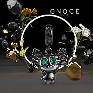 GNOCE Cute Mexican Axolotl Pendant Charm 925 Sterling Silver 18K Gold and Black Plated Dangle Charm Fit Bracelet/Necklace for Women Wife (Black)