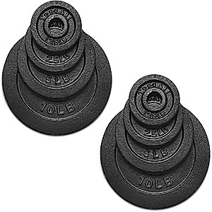 Yes4All Standard 1.15-inch Cast Iron Weight Plates - 1.25 + 2.5 + 5 +10lbs - Pair (Set of 8)