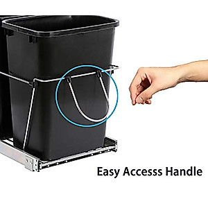 Double 35-Quart Sliding Pull Out Waste Bin Container, Kitchen Trash Can Under Cabinet Trash for Home Base Kitchen Cabinet - 17.5 Gallons