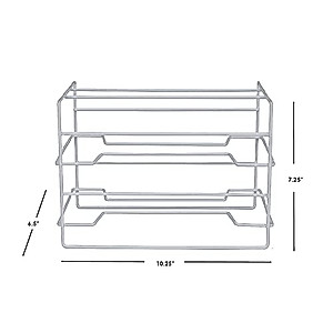 Home Basics 3 Tier Heavy Duty Kitchen Countertop or Cabinet Wrap Organizer for Food Wrap, Foil, Wax Parchment Paper, Plastic Bags White Finish
