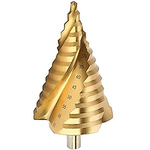 LESOLEIL Large HSS Spiral Step Drill Bit - 1/4" to 2-5/8'' Grooves Cone Drill Bit Titanium Coated for Drilling Aluminium Iron Sheets, Wood, PVC Hole Cutting