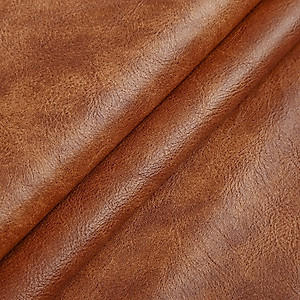 Premium Faux Leather Upholstery Fabric 1.2mm Thickness，Waterproof Upholstery Leather Distressed Bark Fabric(Light Brown,Pre-Cut 36"x54")
