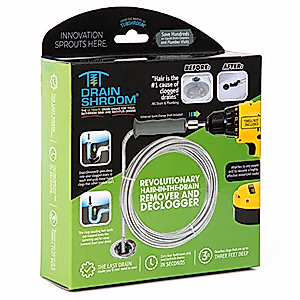 DrainShroom DSSNK070 Revolutionary Tub and Sink Snake Auger Clog Remover for Bathroom Drains, 42 Inch, Stainless