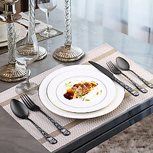 SANLUNS 40 Piece Skull Pattern Matte Silverware Set for 8, Black Flatware set Service for 8,Gothic Unique Skull Pattern Design,18/0 Stainless,Satin Finish Cutlery for 8,Dishwasher Safe