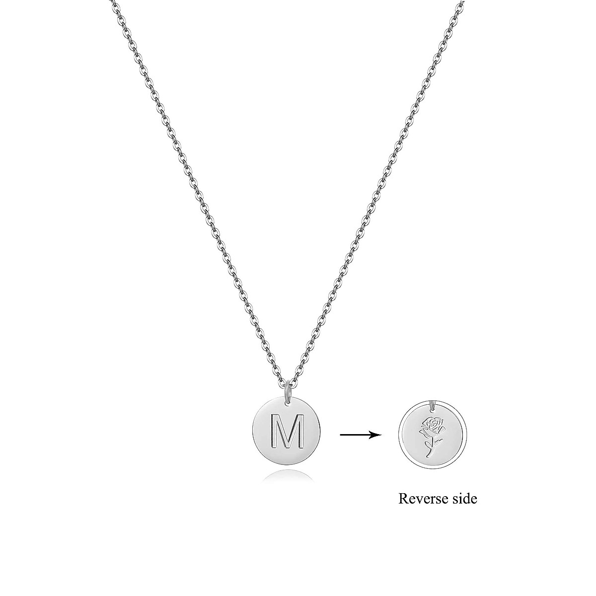 Aimber M Necklace,Initial Necklace for Women,Letter Necklace for Women(Silver,M)