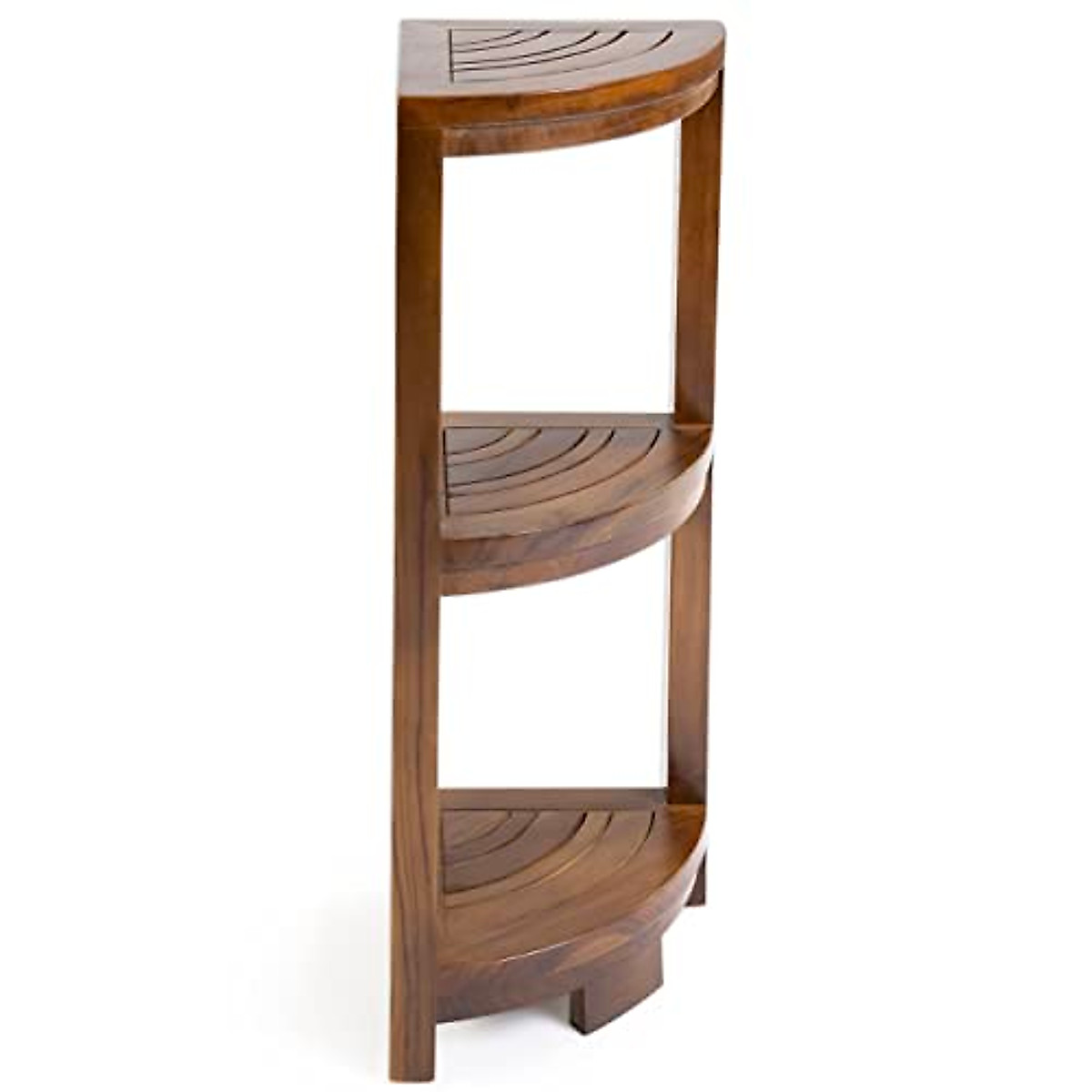 ALATEAK Corner Teak Wood Bath Spa Shower Stool Corner Shelf Storage Fully Assembled