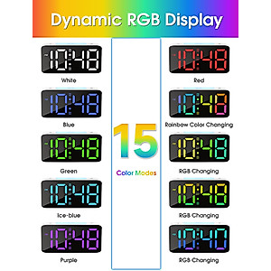 Cadmos Super Loud Alarm Clock for Heavy Sleepers Adults,Digital Clock with 7 Color NightLight,Adjustable Volume,USB Charger,Small Clocks for Bedrooms,Ok to Wake Up for Kids,Teens (White+RGB)