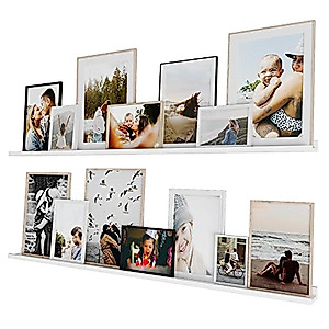 You Have Space Lagos Long Picture Ledge Floating Shelves for Living Room Decor, Kitchen, Bedroom, Kids Room, Nursery Bookshelf Set of 2 White 60"