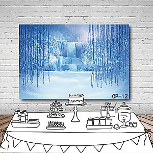 LYWYGG 7x5ft Ice and Snow White World Photography Backdrops Background Christmas Winter Snow Ice Crystal Pendant World for Children Photo Studio Props Backdrop CP-12