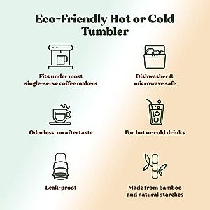 FEBU Plant-Based Reusable Coffee Cup with Lid and Sleeve | 16oz, Moon Black | Portable Travel Mug made from Bamboo | Dishwasher Safe, Compostable, Plastic Free with Leak-Proof Screw-on Lid