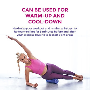 FitOn Recovery Roller - 12" x 4" Travel Sized Foam Rollers for Muscle Massage - High Density Foam Roller - Exercise Roller Foam Workout Accessories for Women and Men