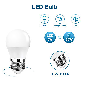 ProCrus E26/E27 Small LED Light Bulbs,LED Bulb Light 5 Watt 35W Equivalent, 3000K Warm White Bulb for Ceiling Droplight,House Lighting, 120V, Not Dimmable,4 Pack