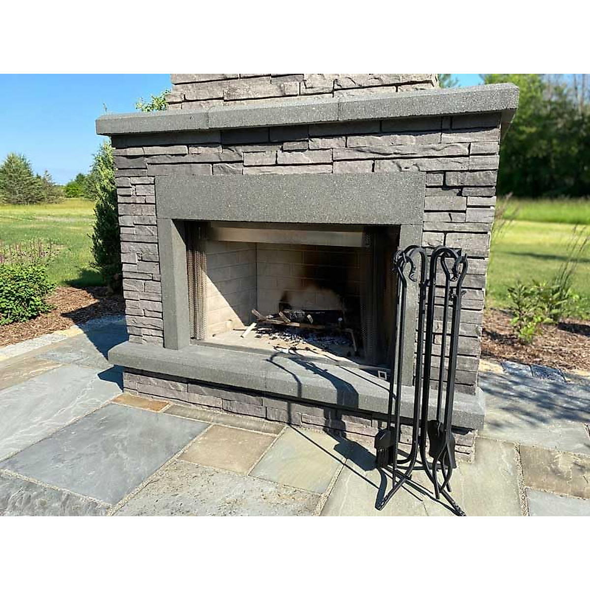 Pilgrim 18002 5 Piece Forged Hearth Tool Set - 33" Tall Black