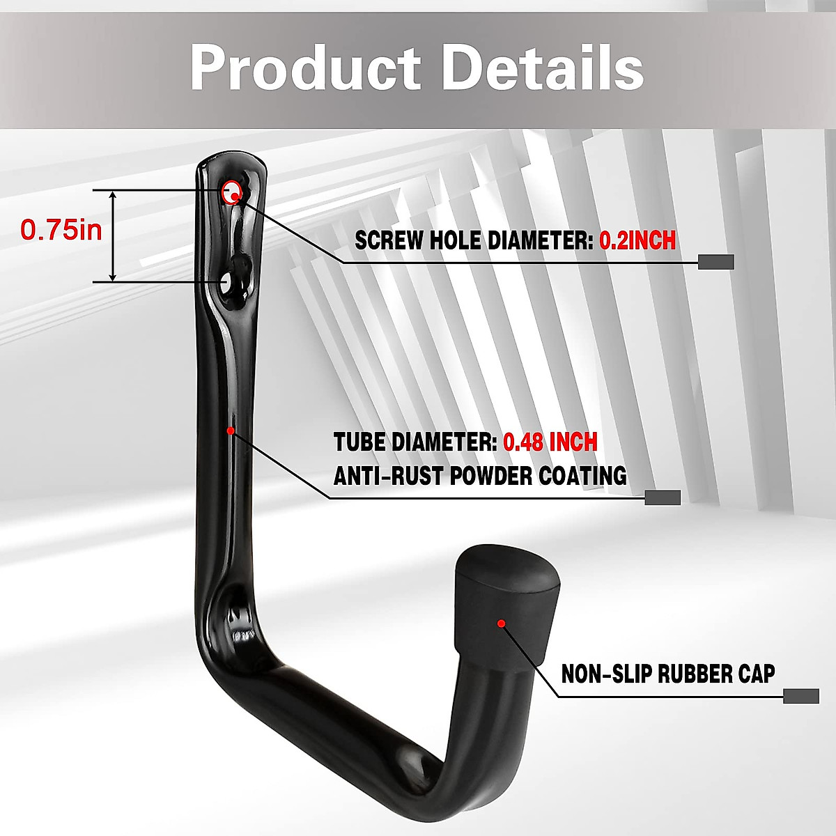 Dreecy J Utility Hooks For Hanging Heavy Duty Garage Storage Utility Hooks For Garage Wall, Color Black, 5 Pack