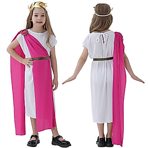TOGROP Greek Toga Costume for Kids Girls Ancient Greece Mythos Philosopher Rome Nobility Cosplay 2-7 Years