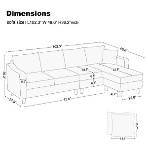 Belffin Velvet Convertible Sectional Sofa L Shaped Couch Reversible Sectional Sofa with Chaise Velvet 4 Seat Sectional Sofa (Green)…