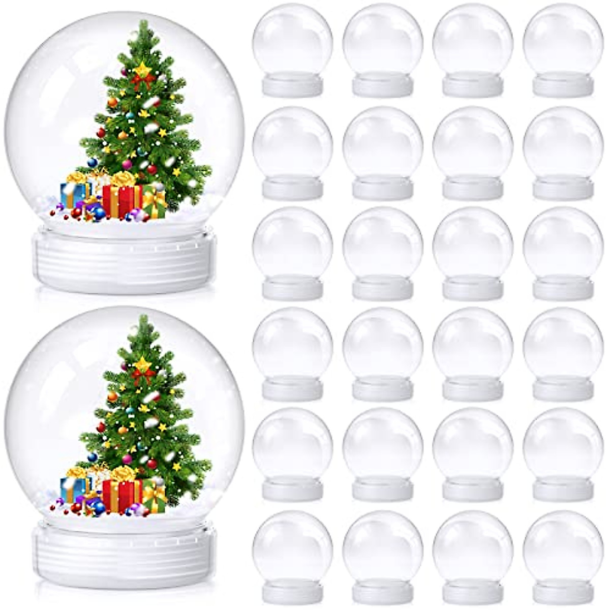 Mimorou 24 Pieces 3.9 Inch DIY Snow Globe Clear Plastic Water Globe with Screw Off Cap Water Globe Jar for DIY Crafts Home Decoration Gifts
