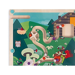 Janod - Wooden Forest Magnetic Ball Labyrinth - Develops Fine Motor Skills and Concentration - Dimensions: 8,3 inch X 9.8 inch - Fsc-Certified - Suitable for Ages 2 and Up, J05311