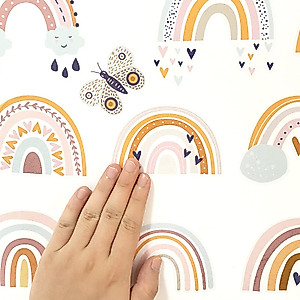 AOWDIAO Boho Rainbow Peel and Stick Wall Decals for Girls Bedroom, Kids Room, Nursery Decor, 56 Pcs