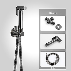 NBAAYIK Bidet Sprayer Kit for Toilet,Bidet Sprayer for Toilet Travel,Bidet Sprayer for Toilet from Shower,Bidet Sprayer Wall Mount,Toilet Partner Pressurized Flushing Full Copper,Black (Gu