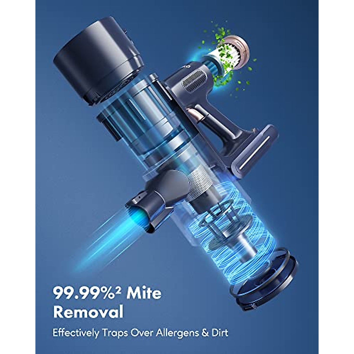 Homeika Cordless Vacuum Cleaner, 20Kpa Powerful Suction Vacuum with LED Display, 8 in 1 Lightweight Stick Vacuum Cleaner with 30 Min Runtime Detachable Battery for Carpet and Hard Floor Pet Hair Blue