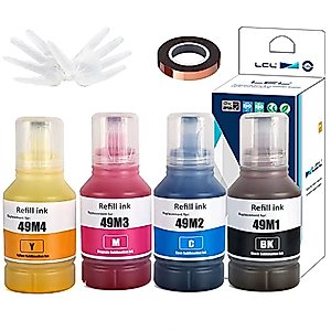 LCL Compatible T49M T49M1 T49M2 T49M3 T49M4 Autofill Sublimation Ink Replacement for SureColor F170 F570 Dye-Sublimation Printer (4-Pack,KCMY)