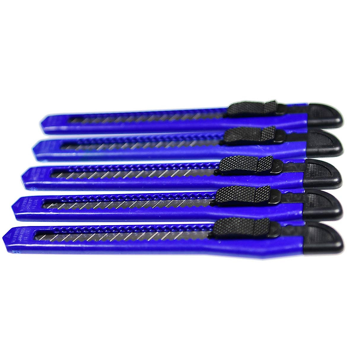 WEKOIL Art Craft Utility Knife Pack 5 Snap off 9mm Cutter with 10 Extra Carbon Steel Blades,Blue