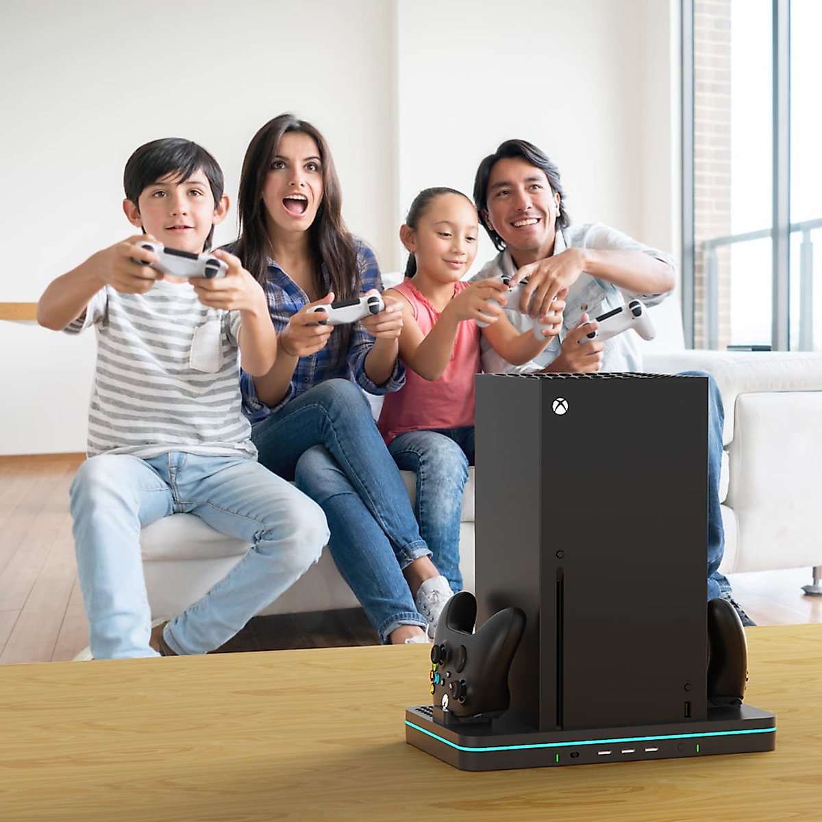 CODOGOY Vertical Charging Stand with Cooling Fan, Compatible with Xbox Series X/S Console and Controller, Dual Controller Charger Station Dock Accessories with 3 USB Ports
