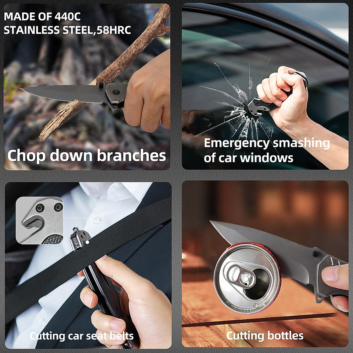 ZPFOE Folding Pocket Knife for Men, Switch Blade with Push Button, 3-in-1 Multitool Folding Knife,Pocket Clip Tactical Knife, EDC Pocket Knives for Self Defense, Camping, Hunting, Outdoor