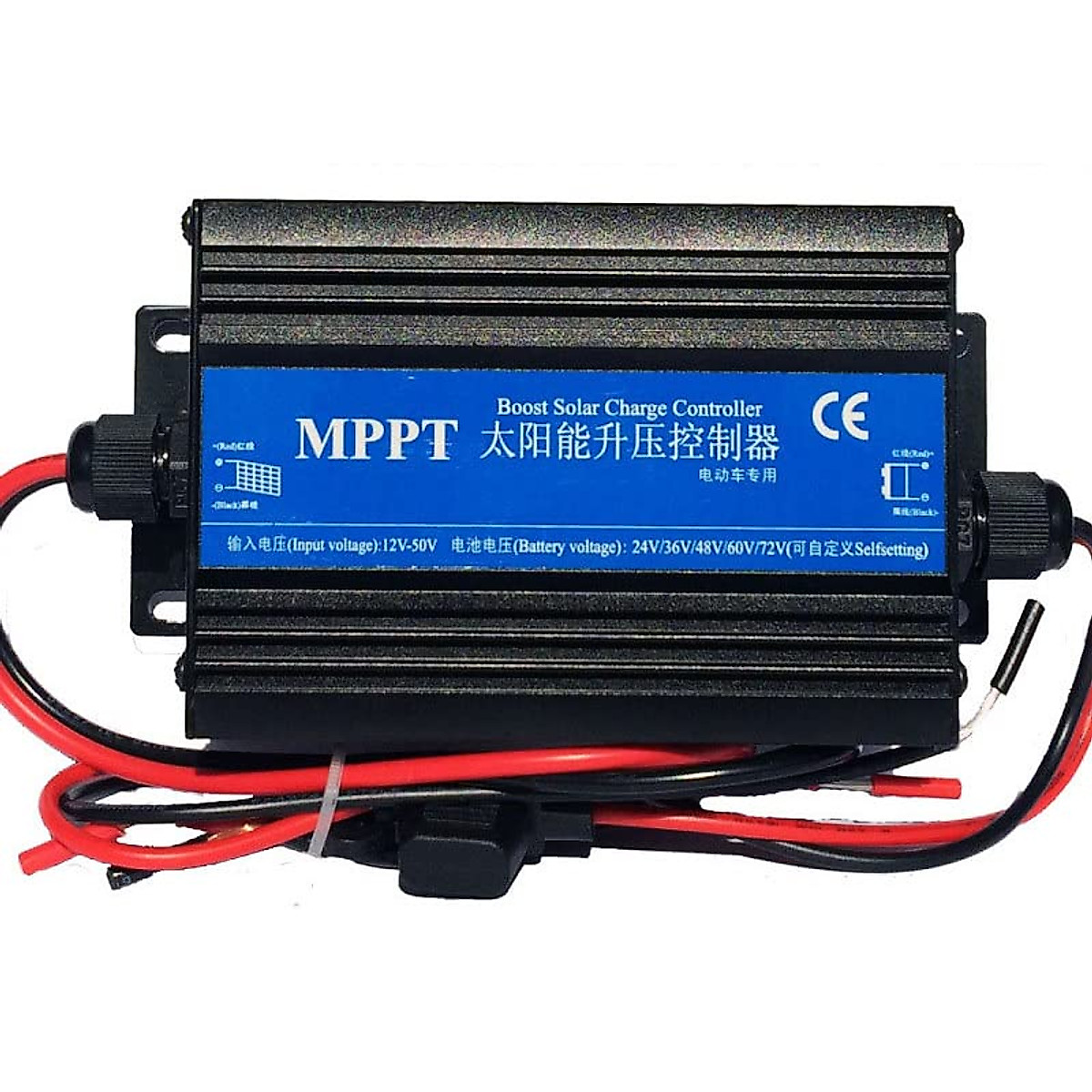MPPT Solar Charge Controller LED Display Solar Panel Battery Regulator Charge Controller Max 300W for Lithium Lead-Acid Lithium Iron Batteries 24V/36V/48V/60V/72V