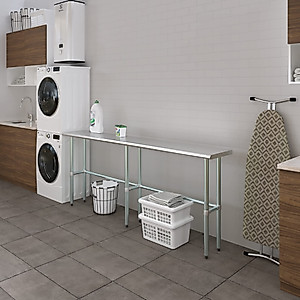 14 in. x 84 in. Open Base Stainless Steel Work Table | Residential & Commercial | Food Prep | Heavy Duty Utility Work Station | NSF