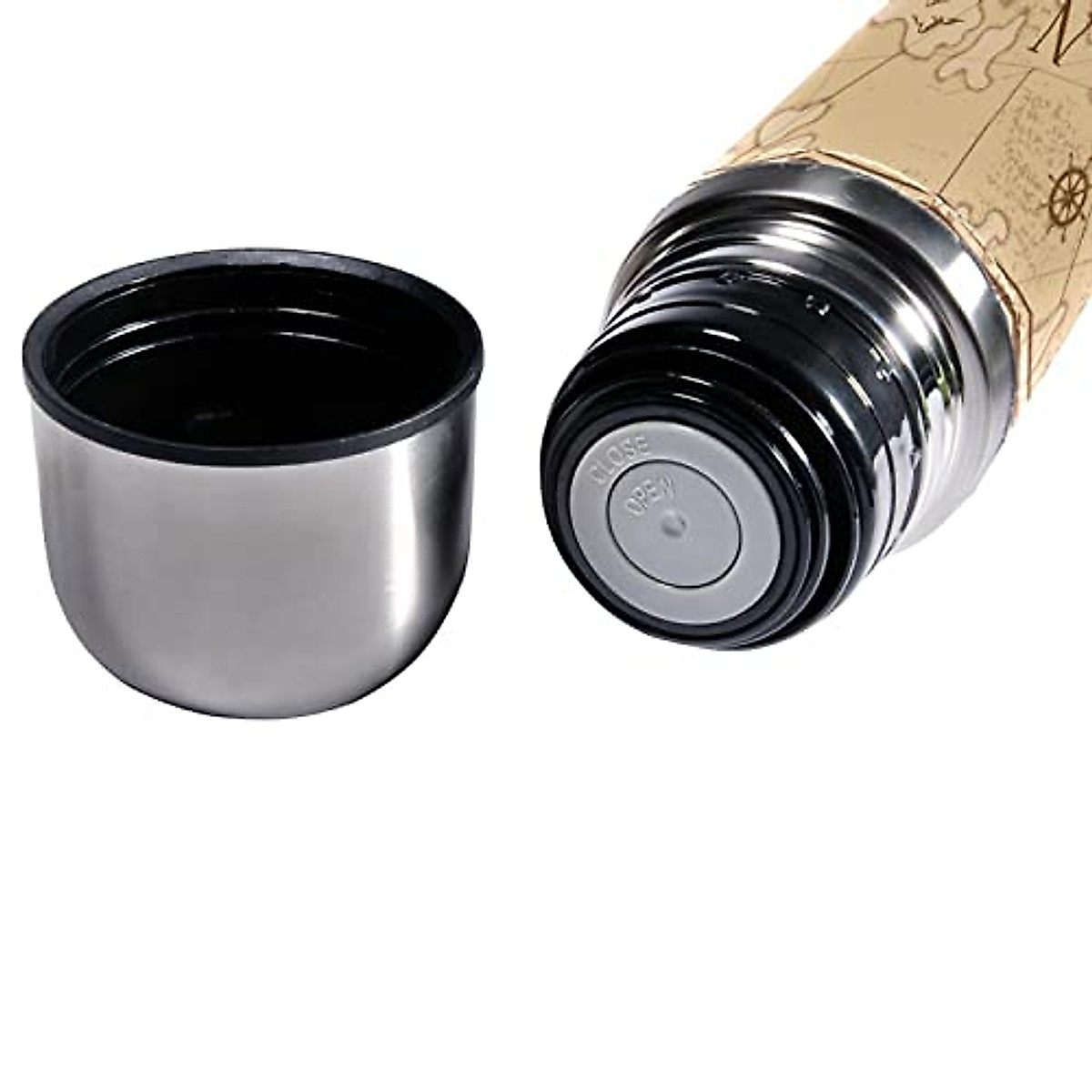 sdfsdfsd 17 oz Vacuum Insulated Stainless Steel Water Bottle Sports Coffee Travel Mug Flask Genuine Leather Wrapped BPA Free, Vintage Map