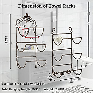 Rustic Metal Towel Rack Wall Mounted with Fleur de Lis, 6-Tier Solid Wrought Iron Towel Holder,Towel/Wine Rack Holder, Racks for Bathroom,Hand Towels,Wine Bottles,Yoga Mats Storage