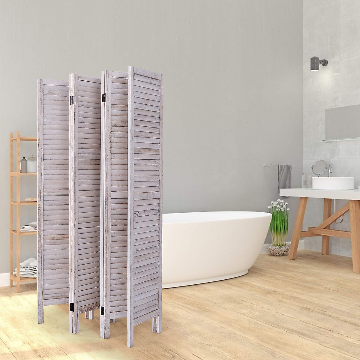 Happygrill 6-Panels Wooden Room Divider Folding Privacy Room Dividers Screen for Home Office, 5.5 Ft Tall