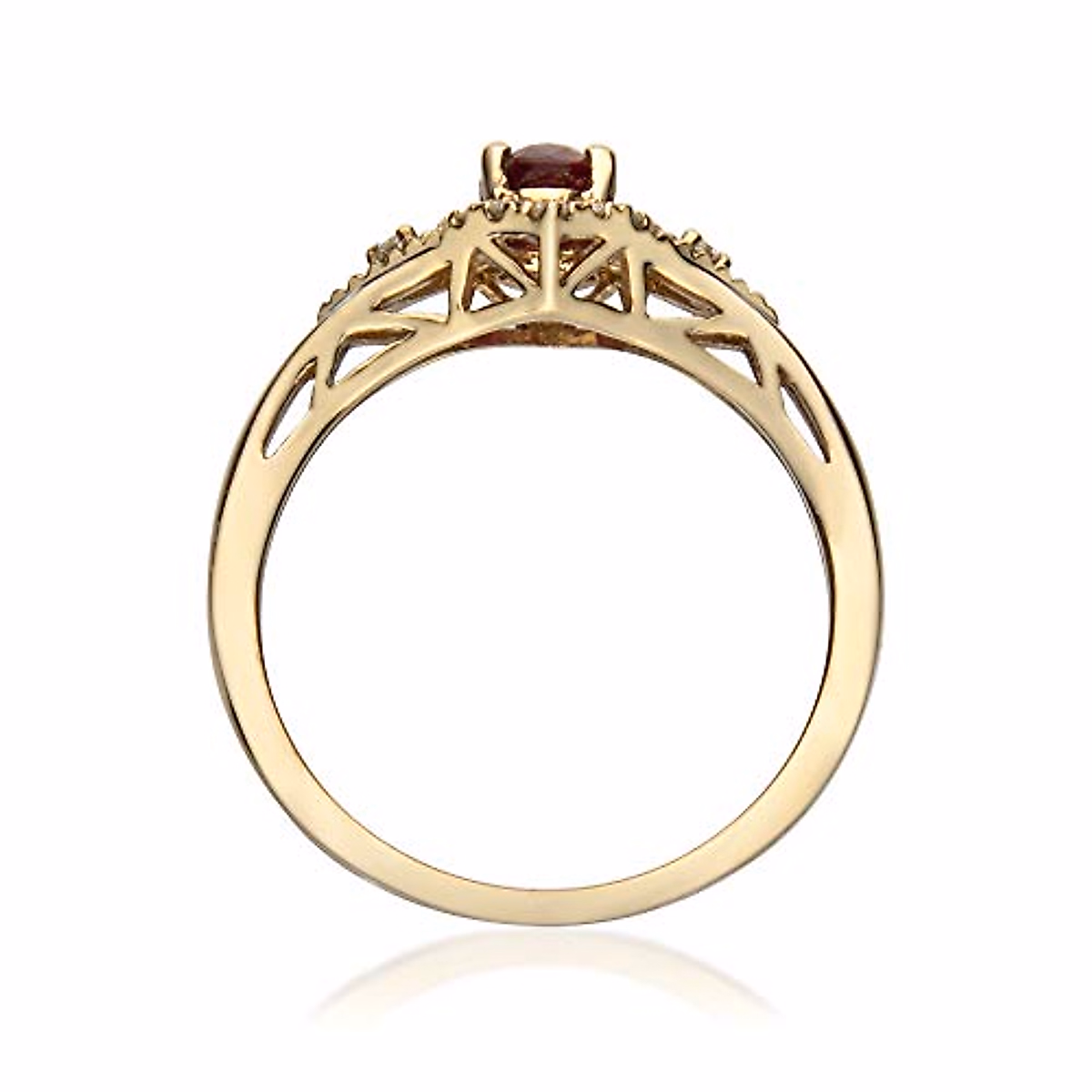 Gin & Grace 10K Yellow Gold Mozambique Genuine Ruby Ring with Diamonds |Ethically, authentically & organically sourced (Oval-Cut) shaped Ruby hand-crafted jewelry for her | Ruby Ring for women