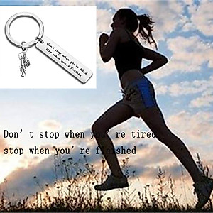 HOLLP Runner Keychain Runner Gifts Don’t Stop When You’re Tired Stop When You’re Finished with Running Shoe Charm Keychain Marathon Gifts Runnner Jewelry (Keychain)