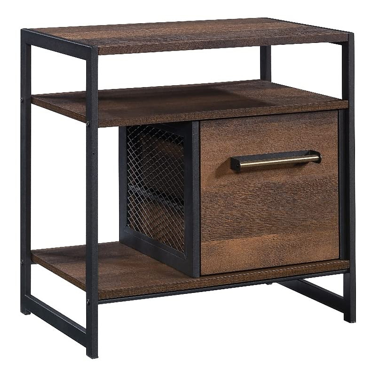 Sauder Briarbrook Engineered Wood/Metal Night Stand in Barrel Oak