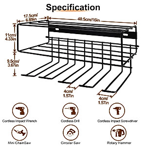JULINE Power Tool Organizer, Garage Storage Drill Holder Wall Mount Garage Tool Organizers and Storage Power Tool Storage Rack Heavy Duty Floating Tool Shelf